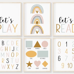 Pastel Playroom Printable Wall Art Set of 6, Preschool Classroom Decor ...
