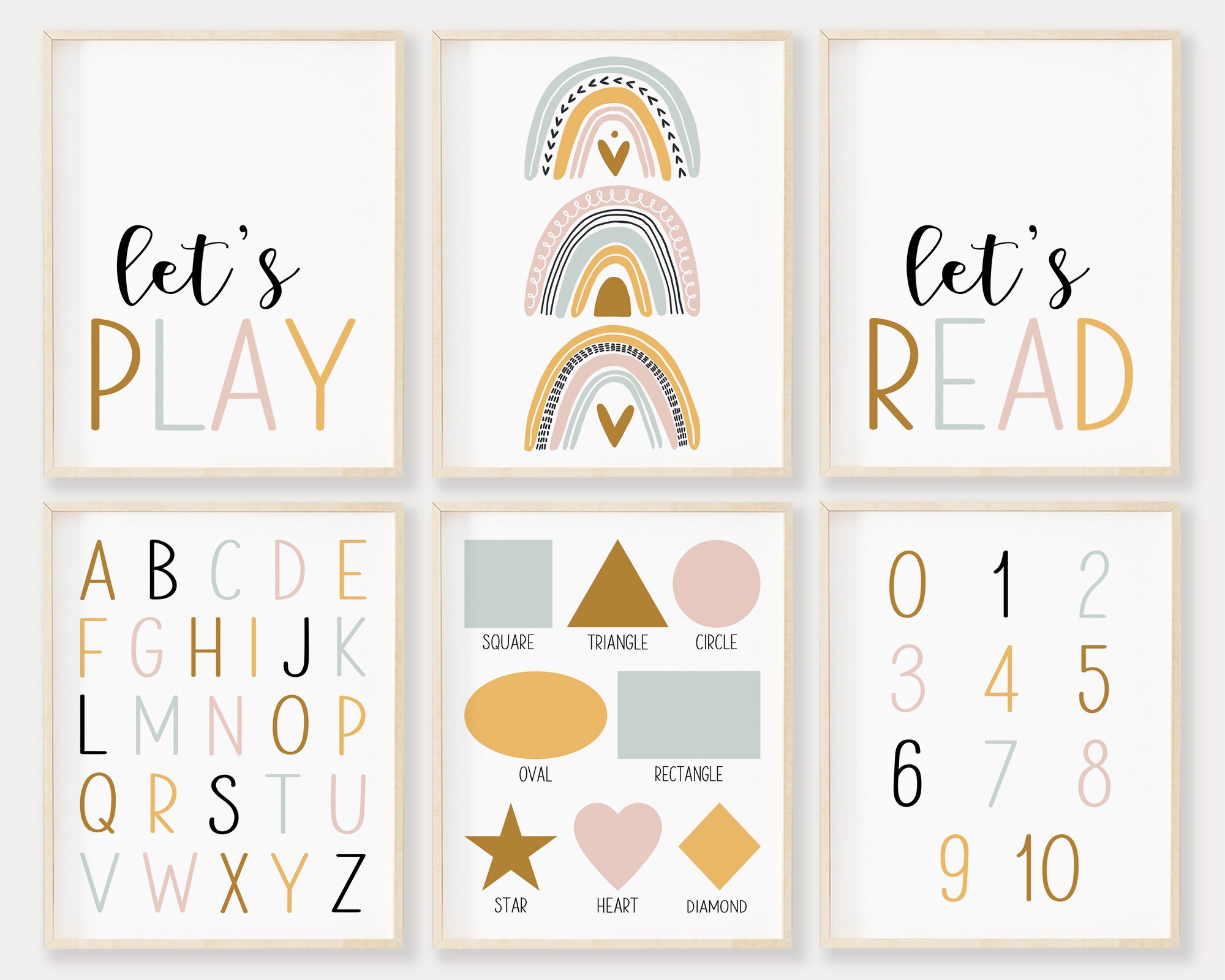 Signs Boho Homeschool Playroom Decor. Set of 3 Printable Pastel Rainbow ...