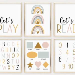 Pastel Playroom Printable Wall Art Set of 6, Preschool Classroom Decor ...