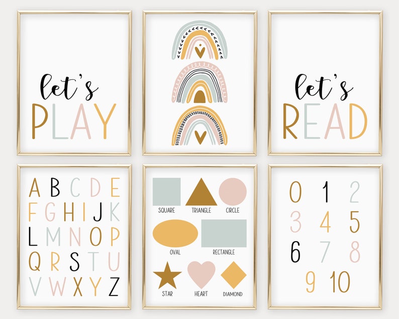 Pastel Playroom Printable Wall Art Set of 6 Preschool | Etsy