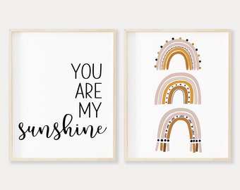 Pastel Rainbow Printable Wall Art You Are My Sunshine Print - Etsy