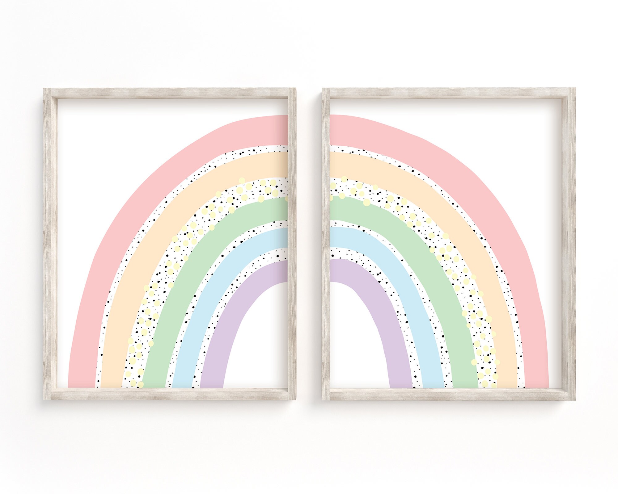 Pastel Rainbow Wall Art & Black Polka Dots Set of 2 Prints | Etsy