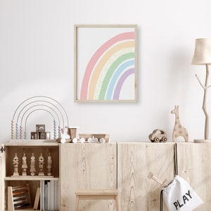 Pastel Rainbow Printable Wall Art, Boho Rainbow Nursery Decor, Split ...