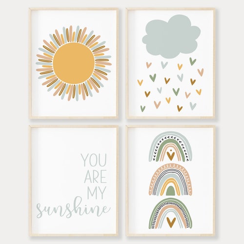 Pastel Rainbow You Are My Sunshine Printable Wall Art Sun - Etsy