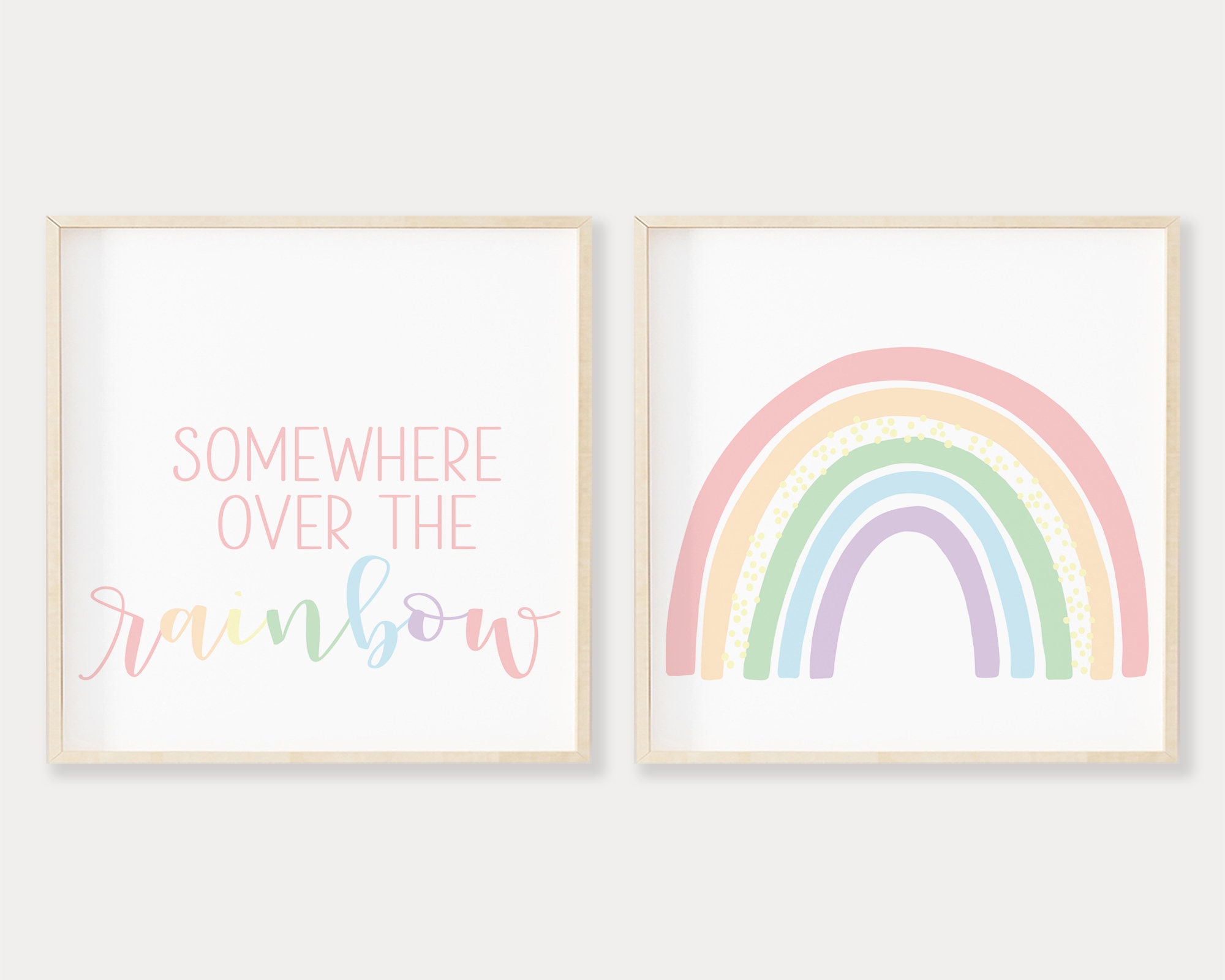 Somewhere Over the Rainbow Wall Art SQUARE Pastel Rainbow | Etsy