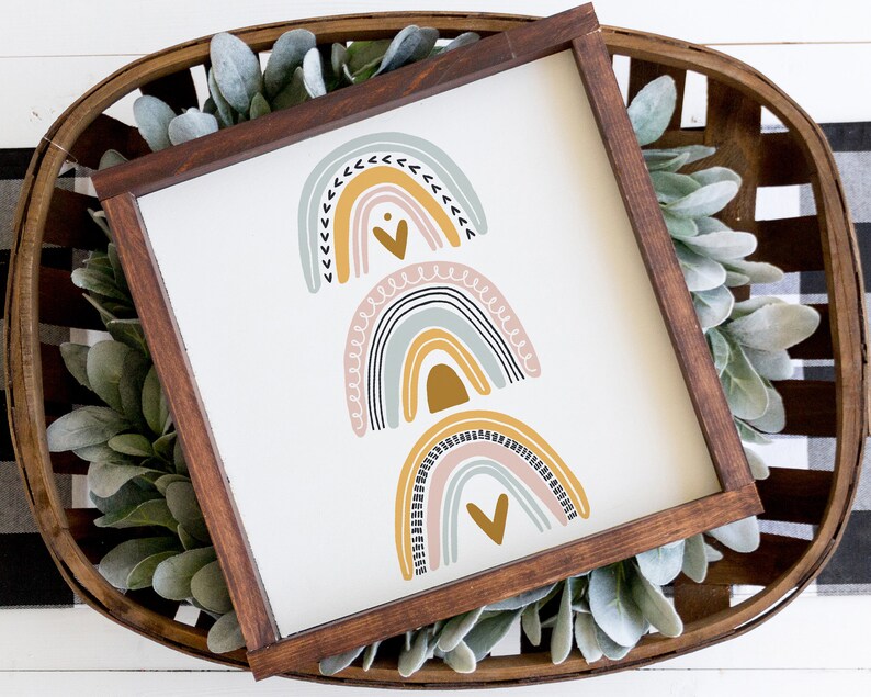 Pastel Rainbow Wall Art Square Boho Rainbow Printable Art - Etsy