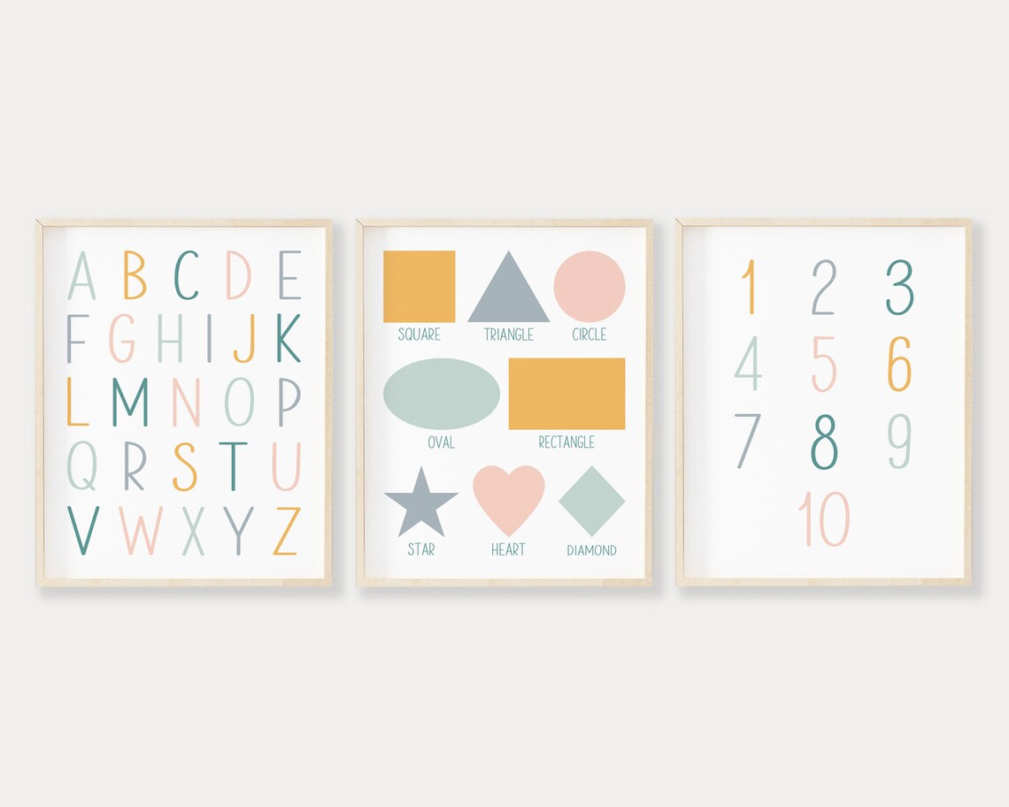 Pastel Playroom Printable Wall Art ABC Alphabet Decor Kids - Etsy