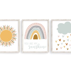 Pastel Rainbow You Are My Sunshine Printable Wall Art, Sun Print, Cloud ...