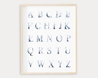 Watercolor Alphabet Wall Art - Etsy