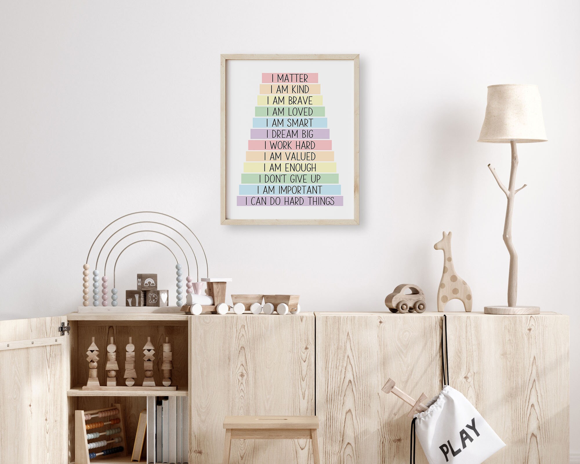 Kids Daily Affirmations Printable Wall Art, Pastel Rainbow Kids ...