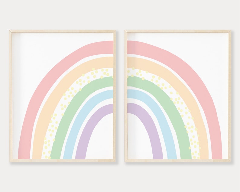 Pastel Rainbow Wall Art Set of 2 Prints Printable Wall Art | Etsy