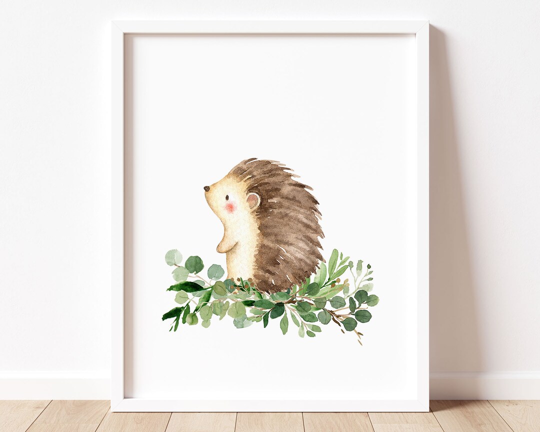 Watercolor Hedgehog Printable Wall Art, Baby Boy Woodland Creatures ...