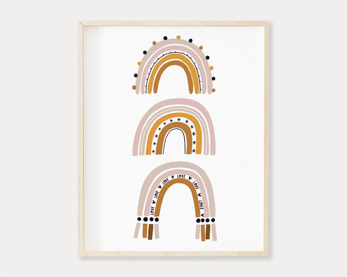 Earth Tone Rainbow Printable Wall Art Boho Nursery Wall Art | Etsy