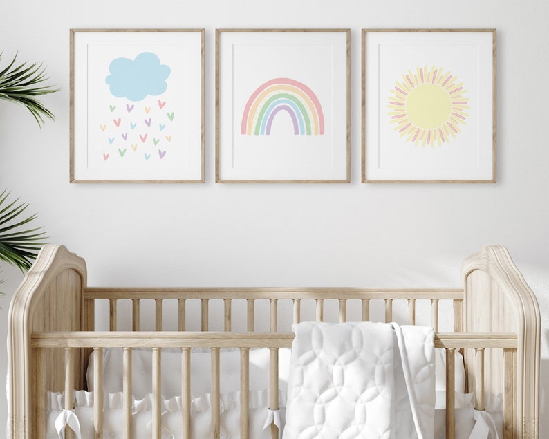 Faded Pastel Rainbow Printable Wall Art Sun Print Cloud - Etsy