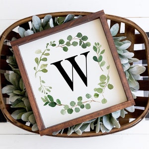 SQUARE Letter W Printable Wall Art Watercolor Greenery Letter - Etsy