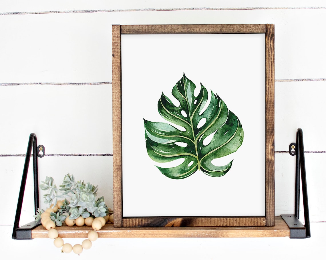 Monstera Print Set of 2 Monstera Leaf Printable Wall Art | Etsy