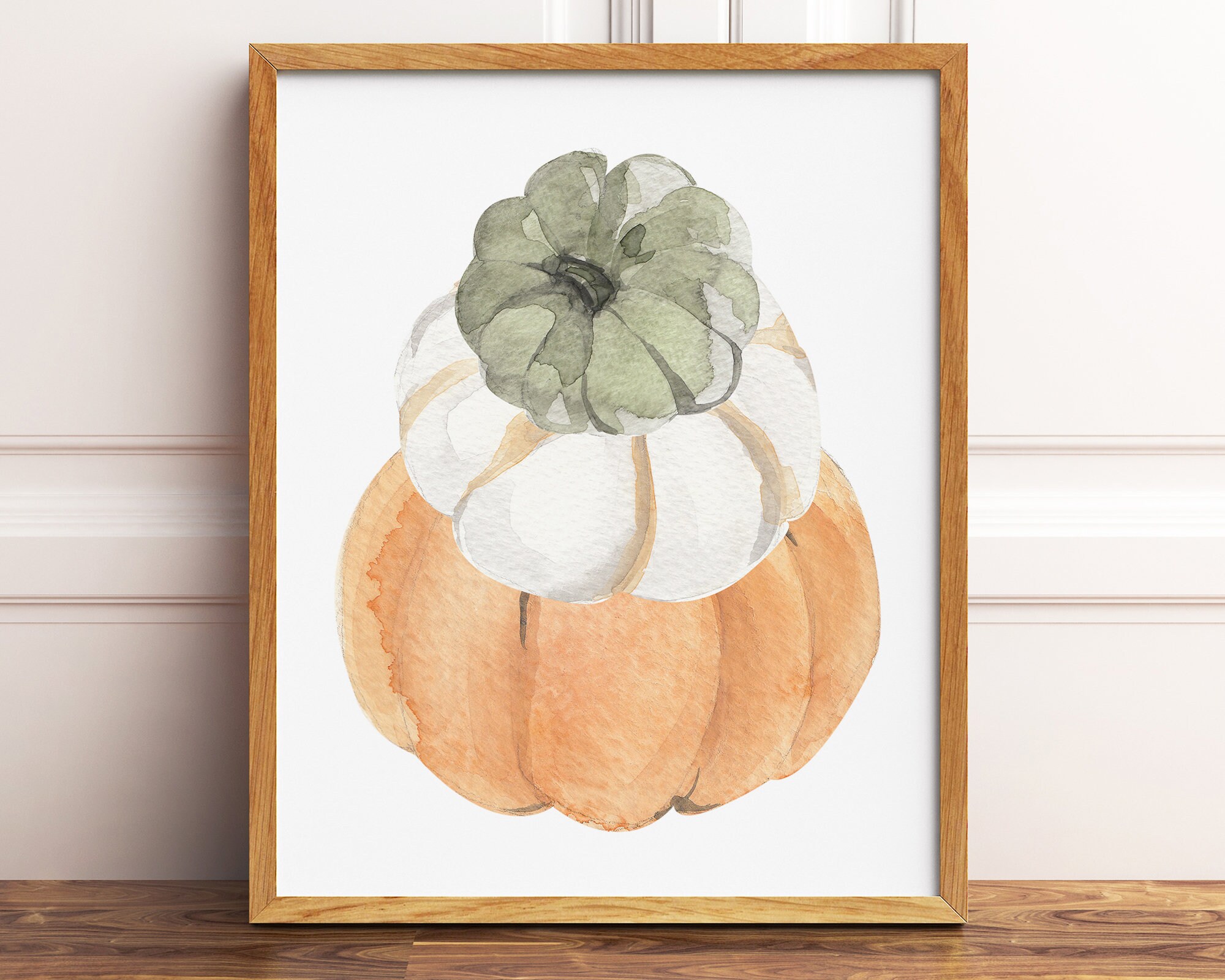 Watercolor Autumn Pumpkin Stack Printable Wall Art Set of 3 | Etsy