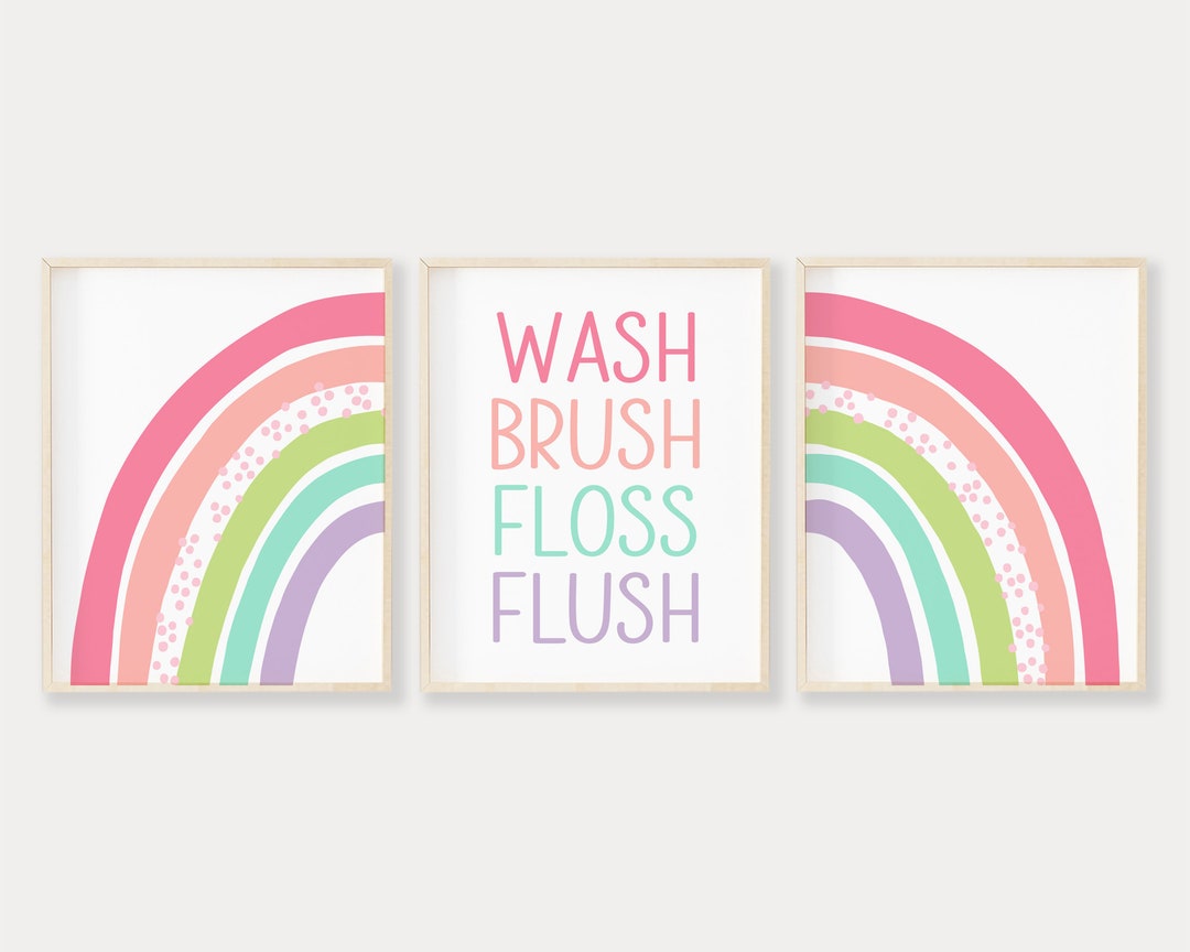 Bright Pastel Wash Brush Floss Flush Split Rainbow Printable Wall Art ...
