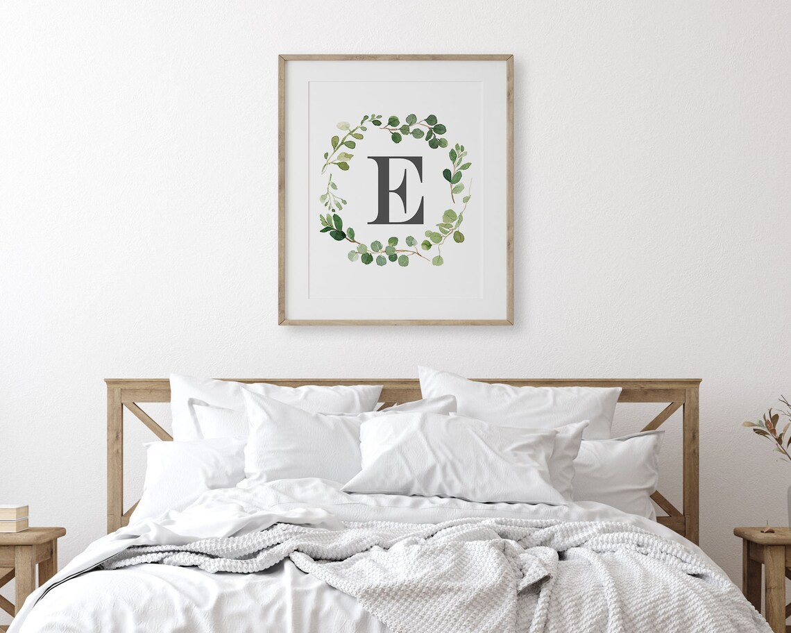 Gray Letter E Monogram Printable Wall Art Watercolor Monogram - Etsy