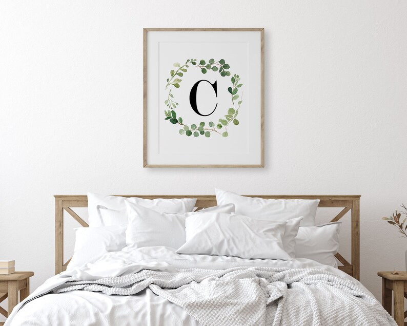 Letter C Monogram Wall Print Printable Wall Art Watercolor - Etsy