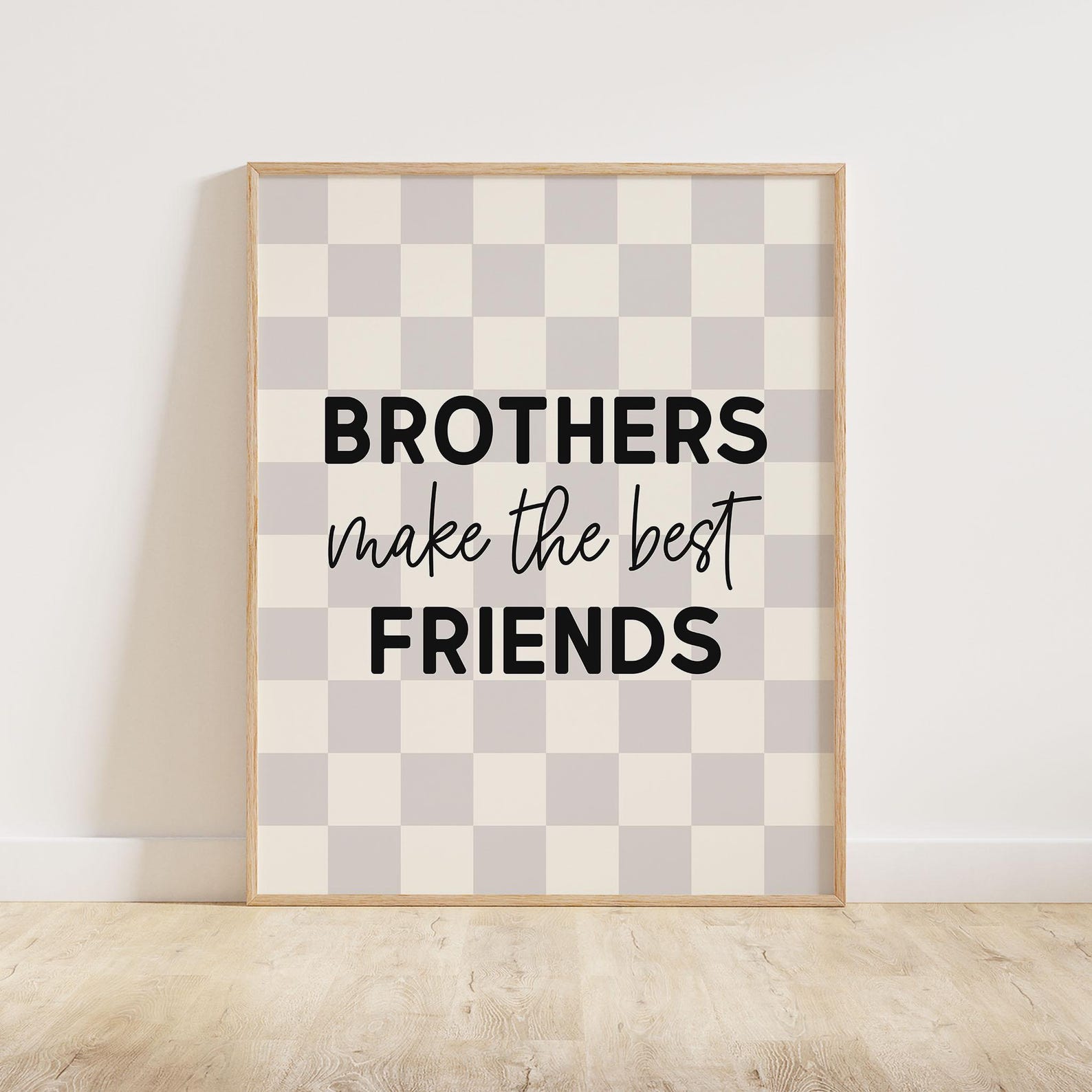 Brothers Make the Best Friends Printable Wall Art, Greige Retro ...