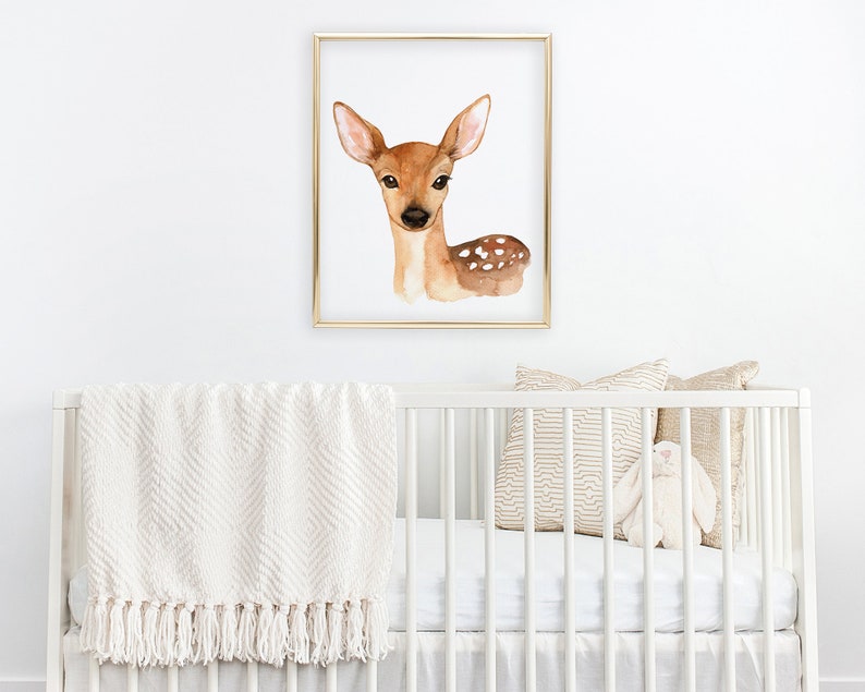 Watercolor Fawn Print Deer Printable Wall Art Forest Animal | Etsy