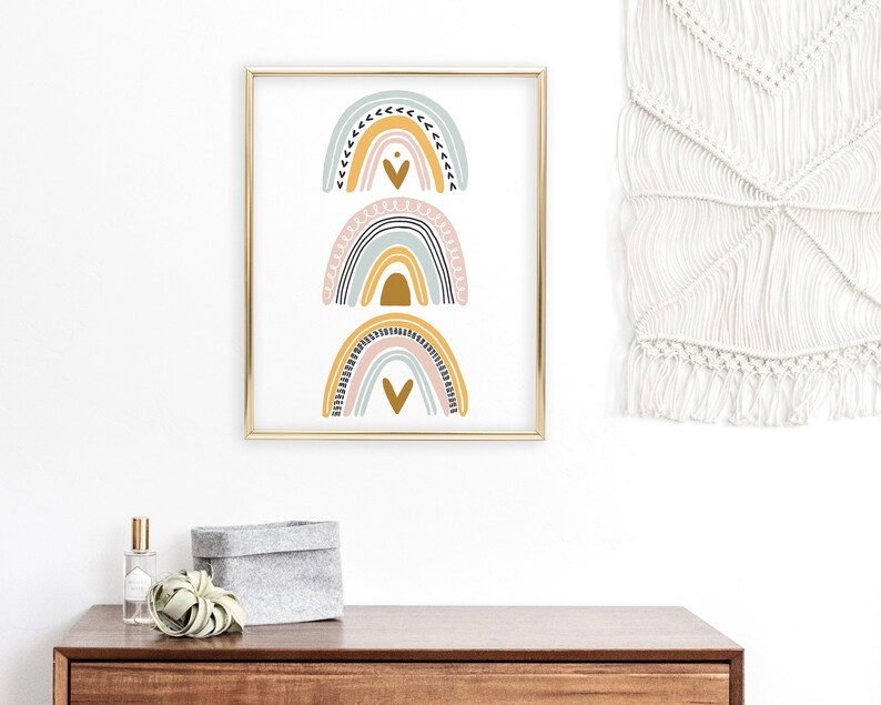 Pastel Rainbow Wall Art Boho Rainbow Printable Art Gender - Etsy
