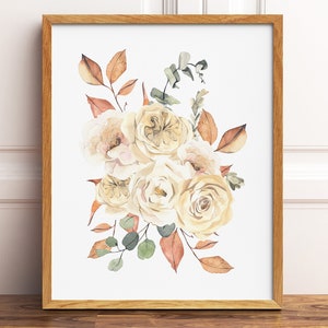 Watercolor Floral Pumpkin Fall Printable Wall Art Set of 3, Autumn ...