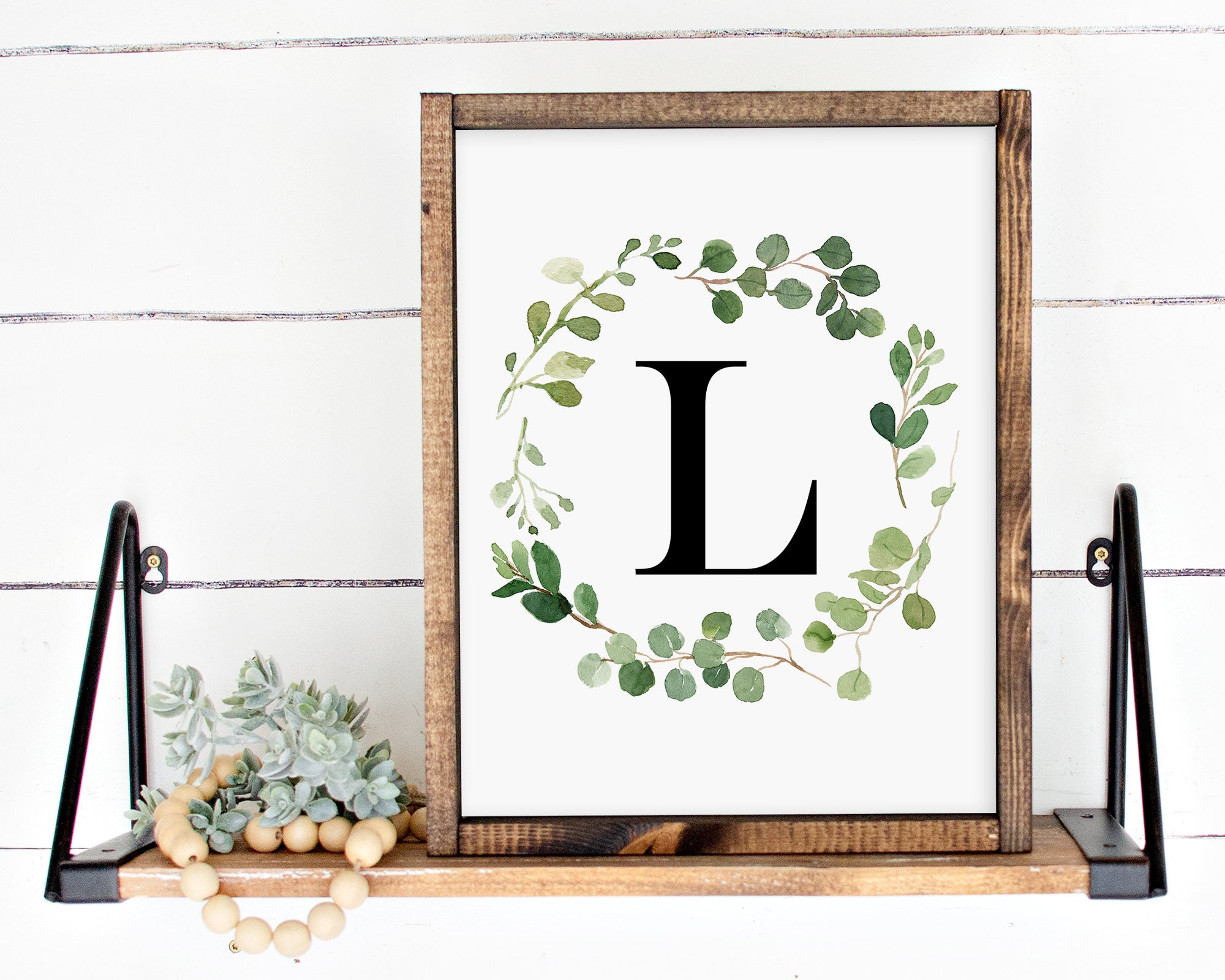 Letter L Print Monogram Printable Wall Art Watercolor | Etsy