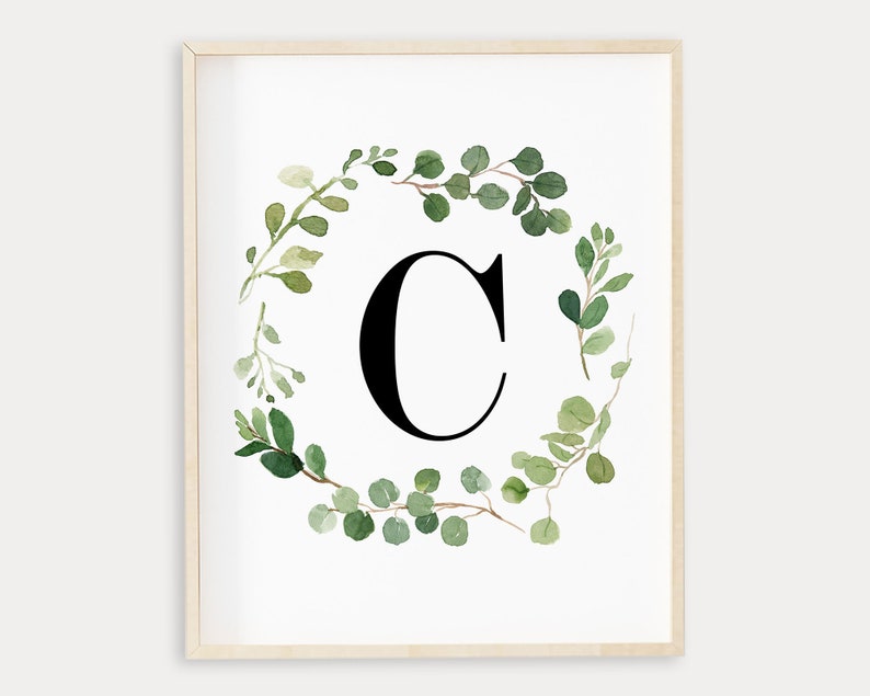 Letter C Monogram Wall Print Printable Wall Art Watercolor | Etsy