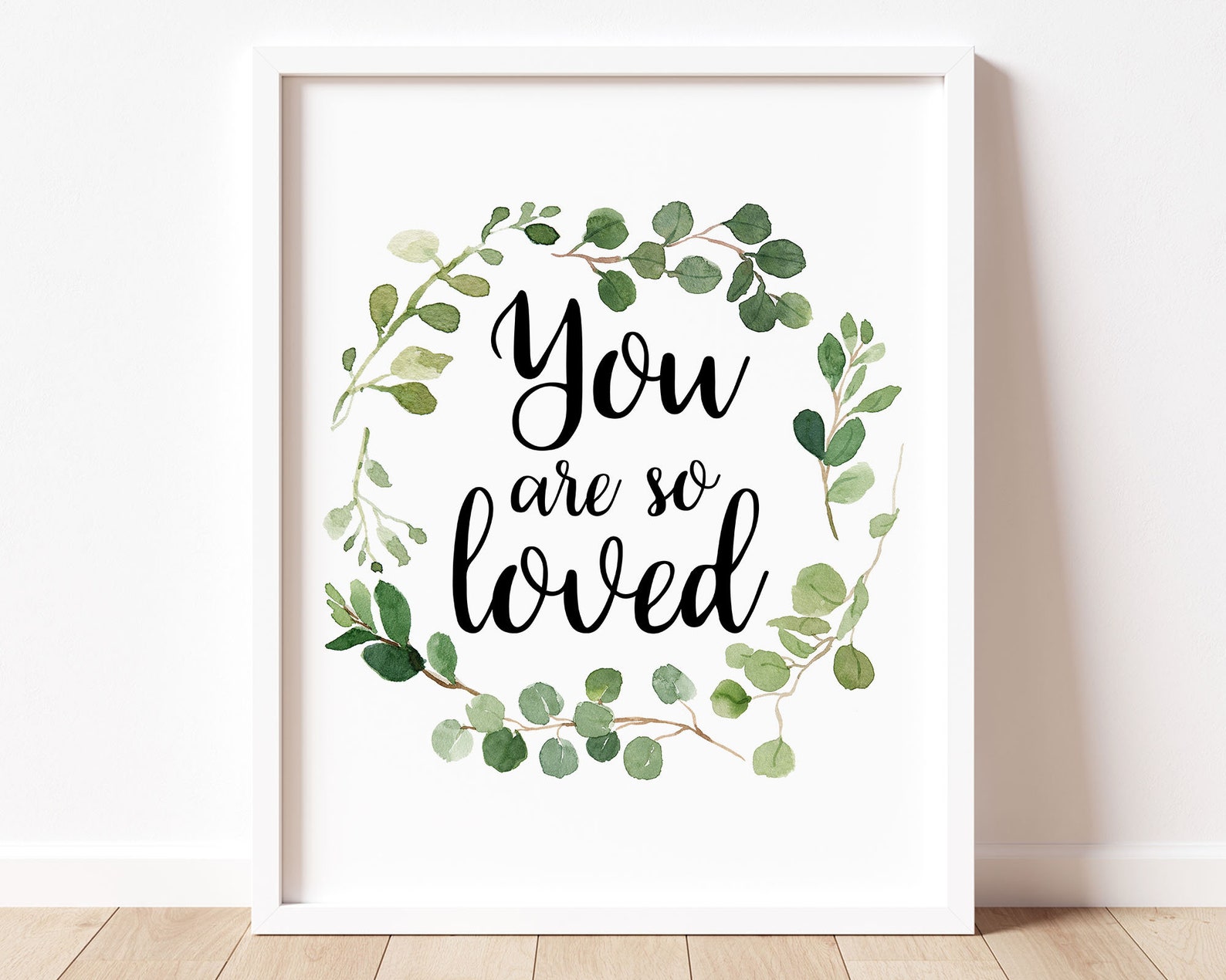 You Are so Loved Nursery Print Boho Greenery Wreath Printable - Etsy