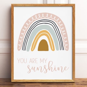 Pastel Rainbow You Are My Sunshine Printable Wall Art, Sun Print, Cloud ...