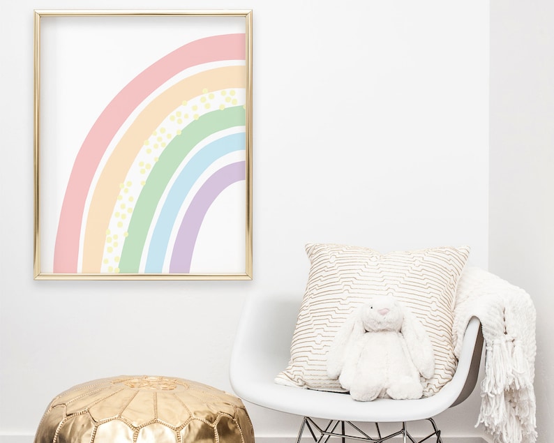 Pastel Rainbow Printable Wall Art, Boho Rainbow Nursery Decor, Split ...