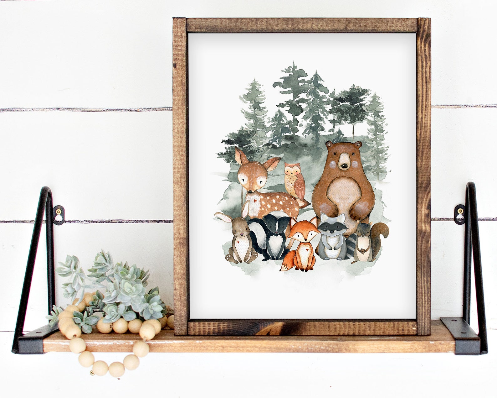 Watercolor Forest Animals Print Printable Woodland Forest - Etsy