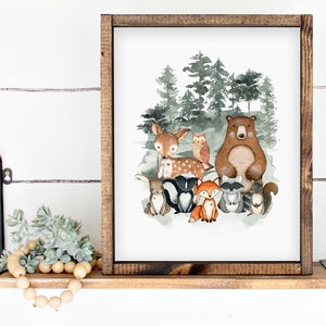 Watercolor Forest Animals Print, Printable Woodland Forest Print ...