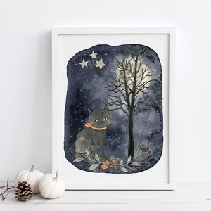 Cute Black Cat Halloween Printable Wall Art, Kids Halloween Decor ...