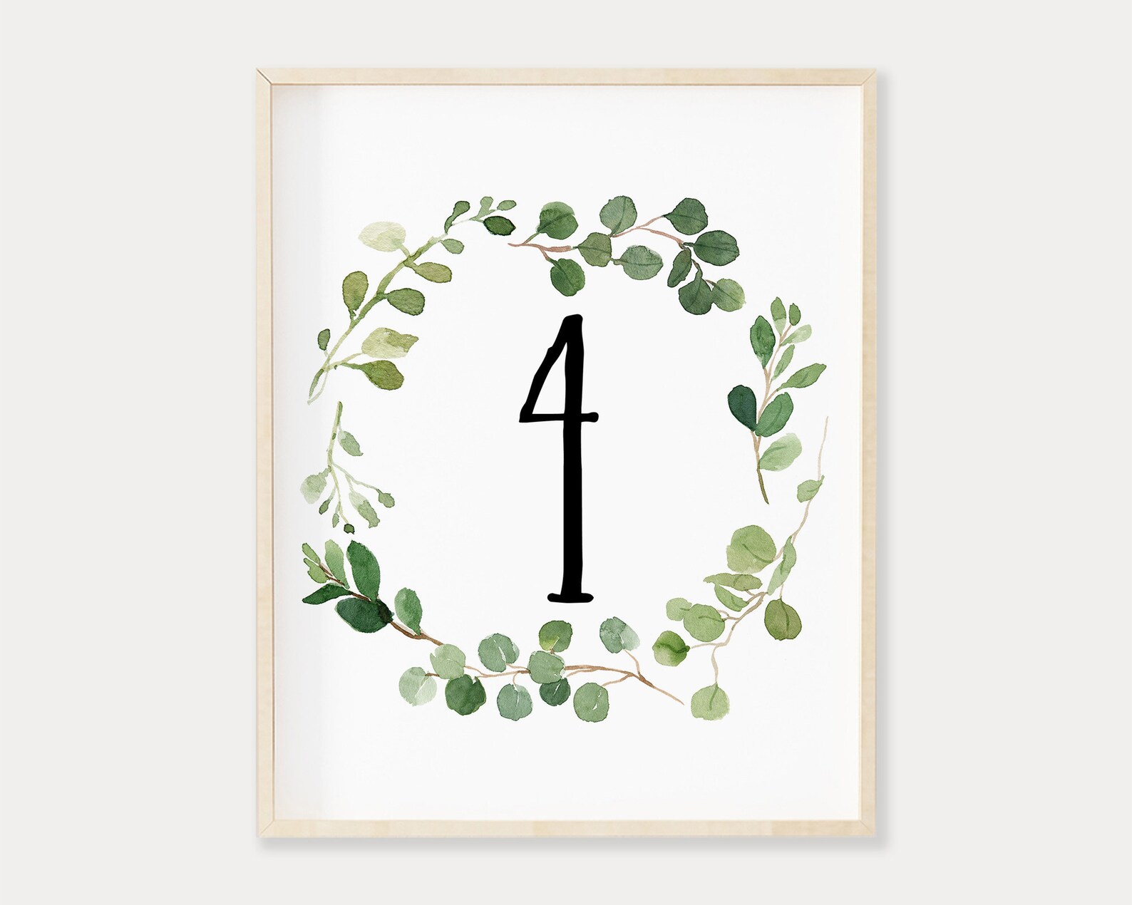 Number Four Printable Wall Art Number Sign Print Number 4 | Etsy