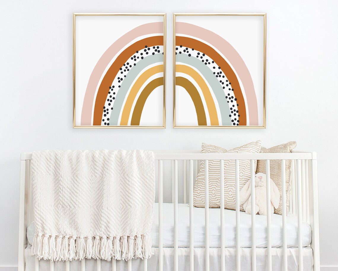 Boho Rainbow Wall Art Set of 2 Prints Printable Wall Art | Etsy