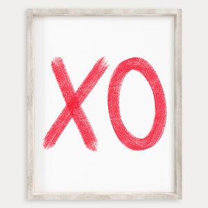 Red XO Printable Wall Art, Hugs and Kisses Valentine Printable Kids ...