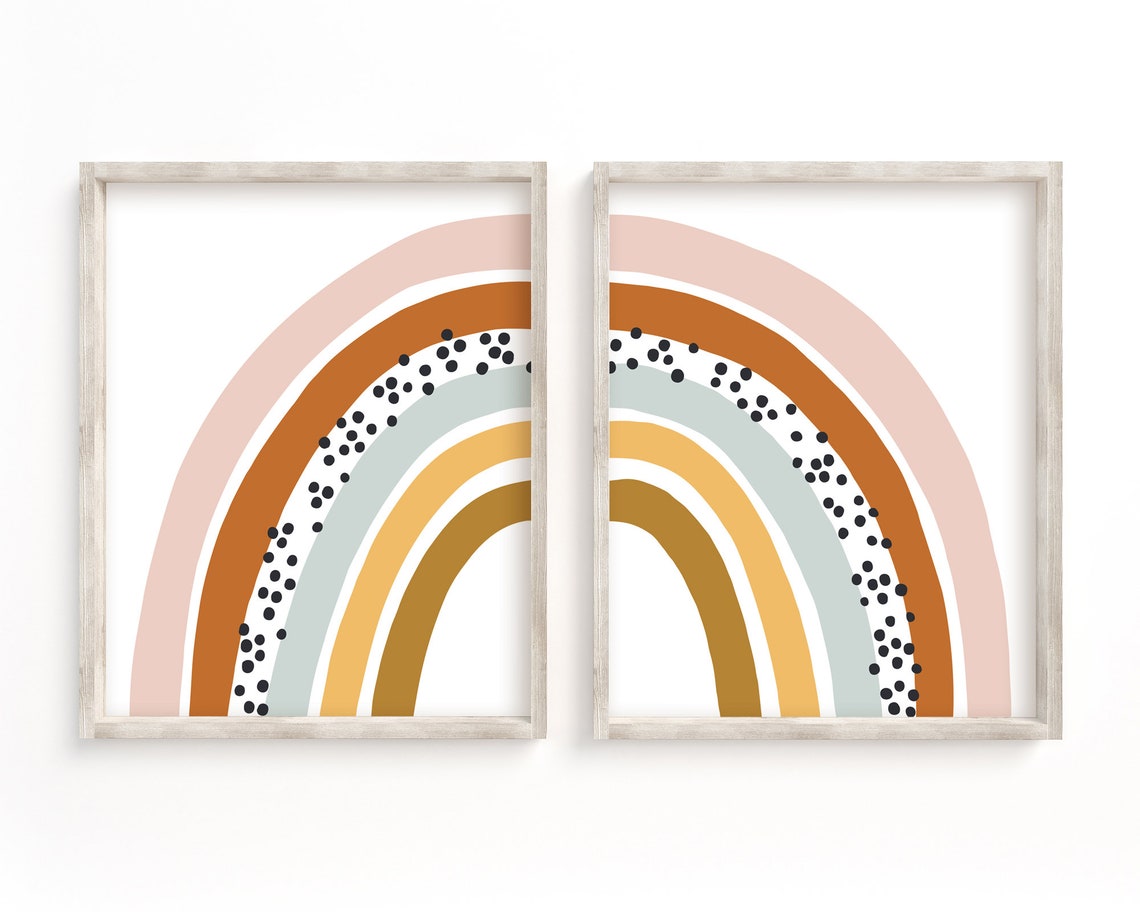 Boho Rainbow Wall Art Set of 2 Prints Printable Wall Art | Etsy