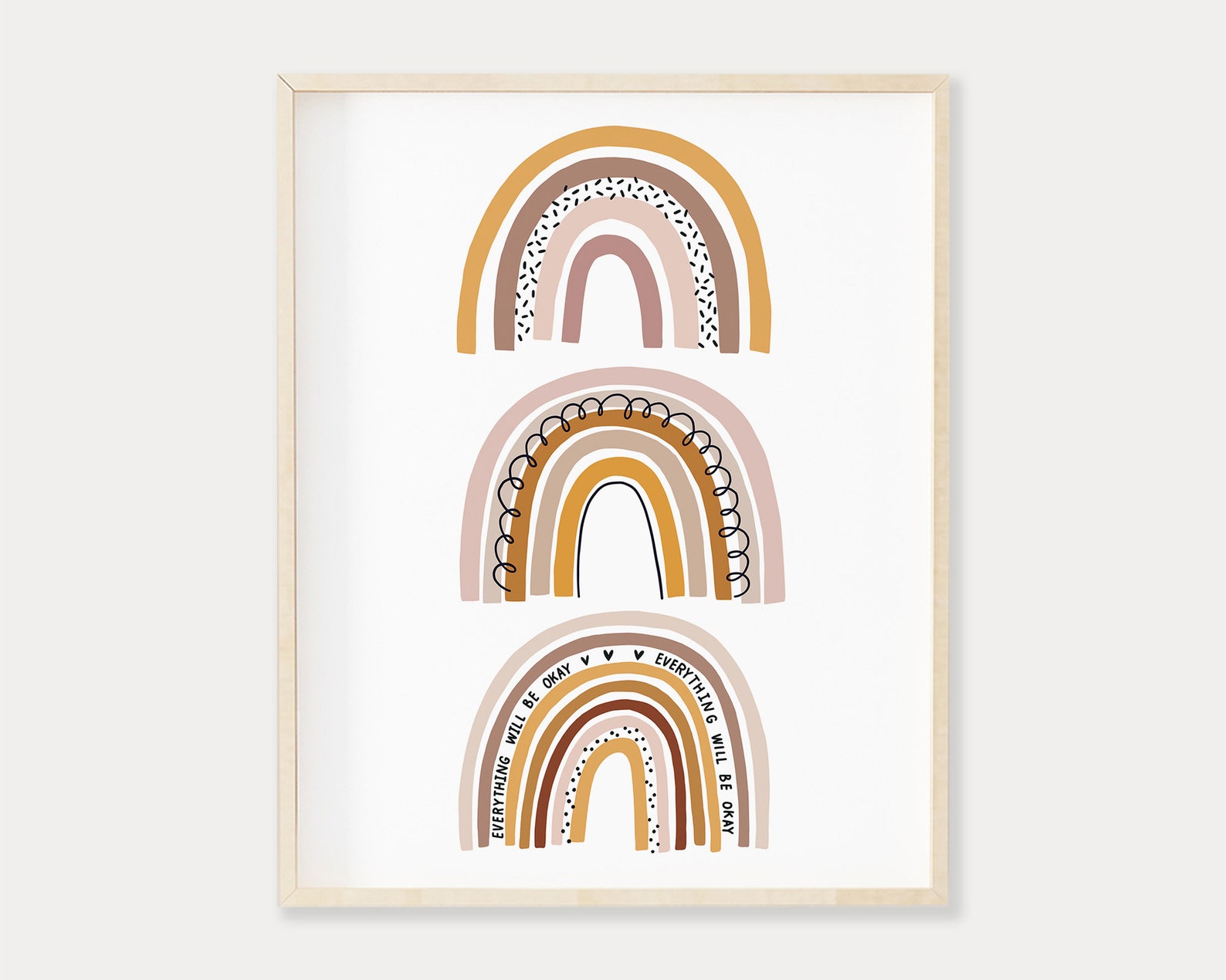 Earth Tone Rainbow Printable Wall Art Earth Tones Printable | Etsy