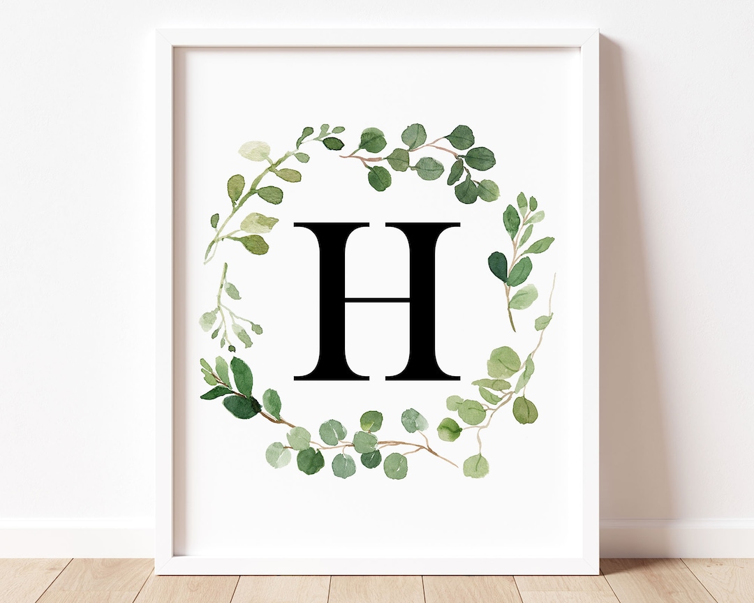 H Monogram Print, Initial Printable Wall Art, Letter H Print, Initial ...