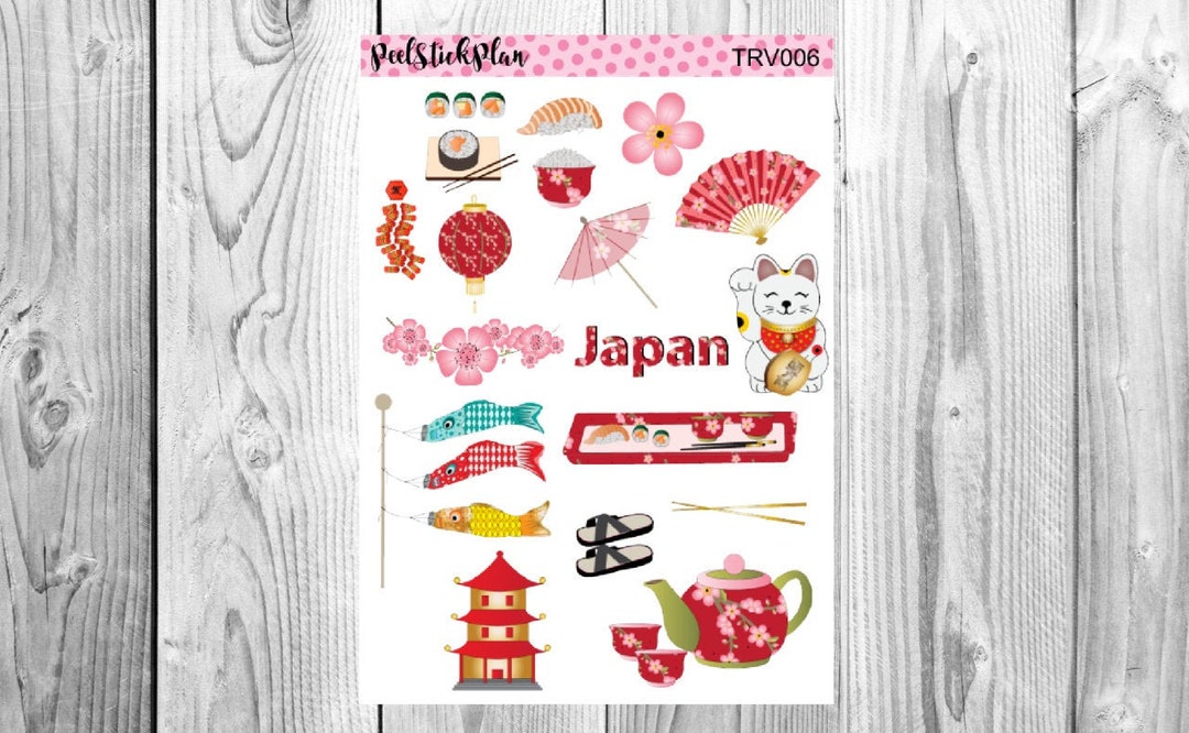 Japanese Stickers Asian Stickers Japanese Theme Cat - Etsy