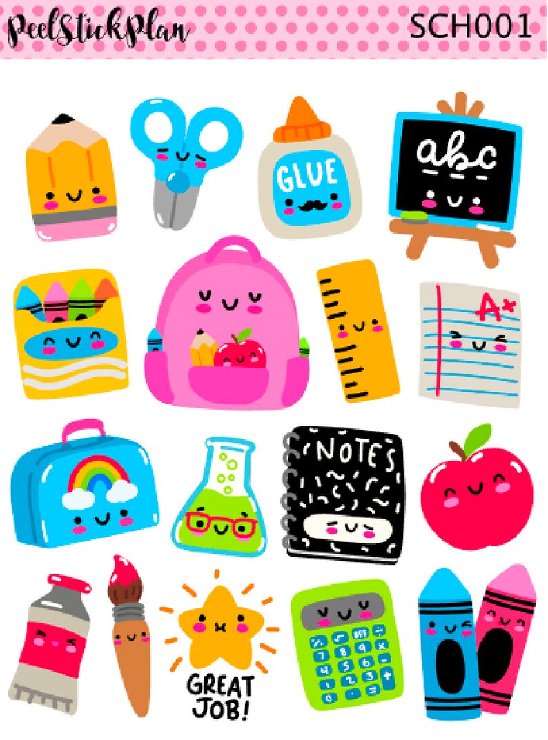 School Stickers Kawaii School Kawaii Stickers Planner | Etsy