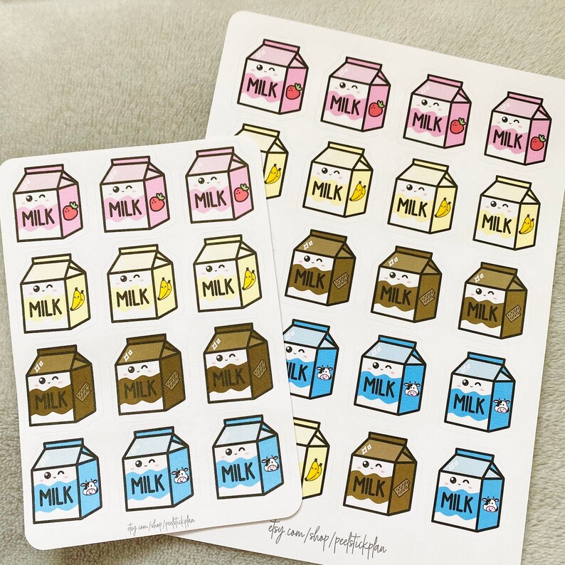 Kawaii Milk Sticker Milk Stickers Strawberry Milk Banana - Etsy