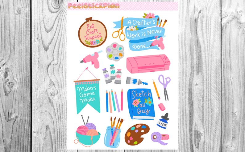 Craft Stickers Kawaii Crafting Stickers Knitting Stickers | Etsy