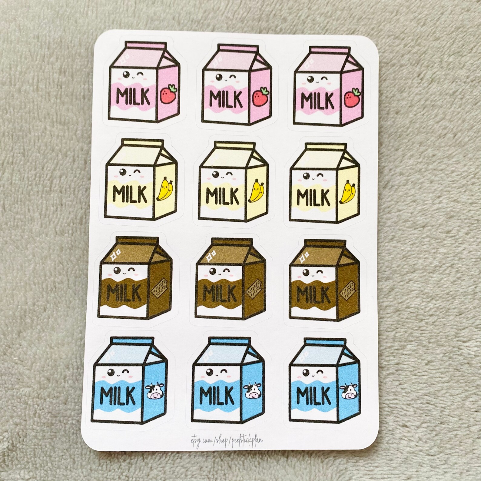 Kawaii Milk Sticker Milk Stickers Strawberry Milk Banana - Etsy