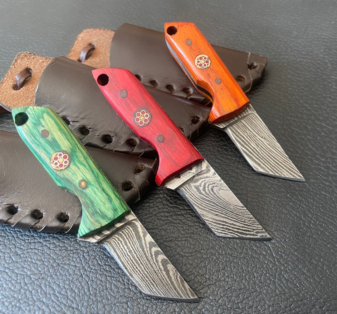 3 Pieces Pack handmade Miniature Pocket Knife , Damascus Steel Blade ...