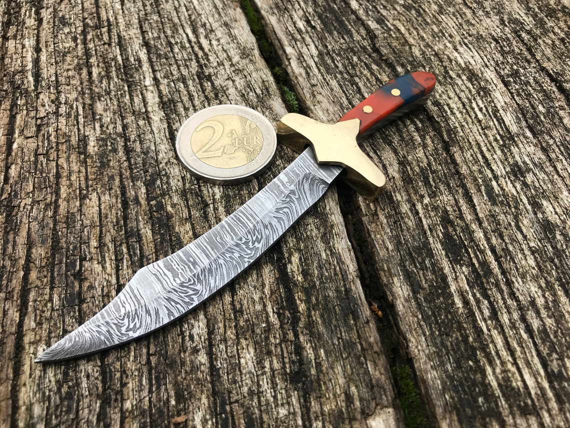 Handmade Miniature Sword Pocket Knife , Damascus Steel 3.0 Blade ...