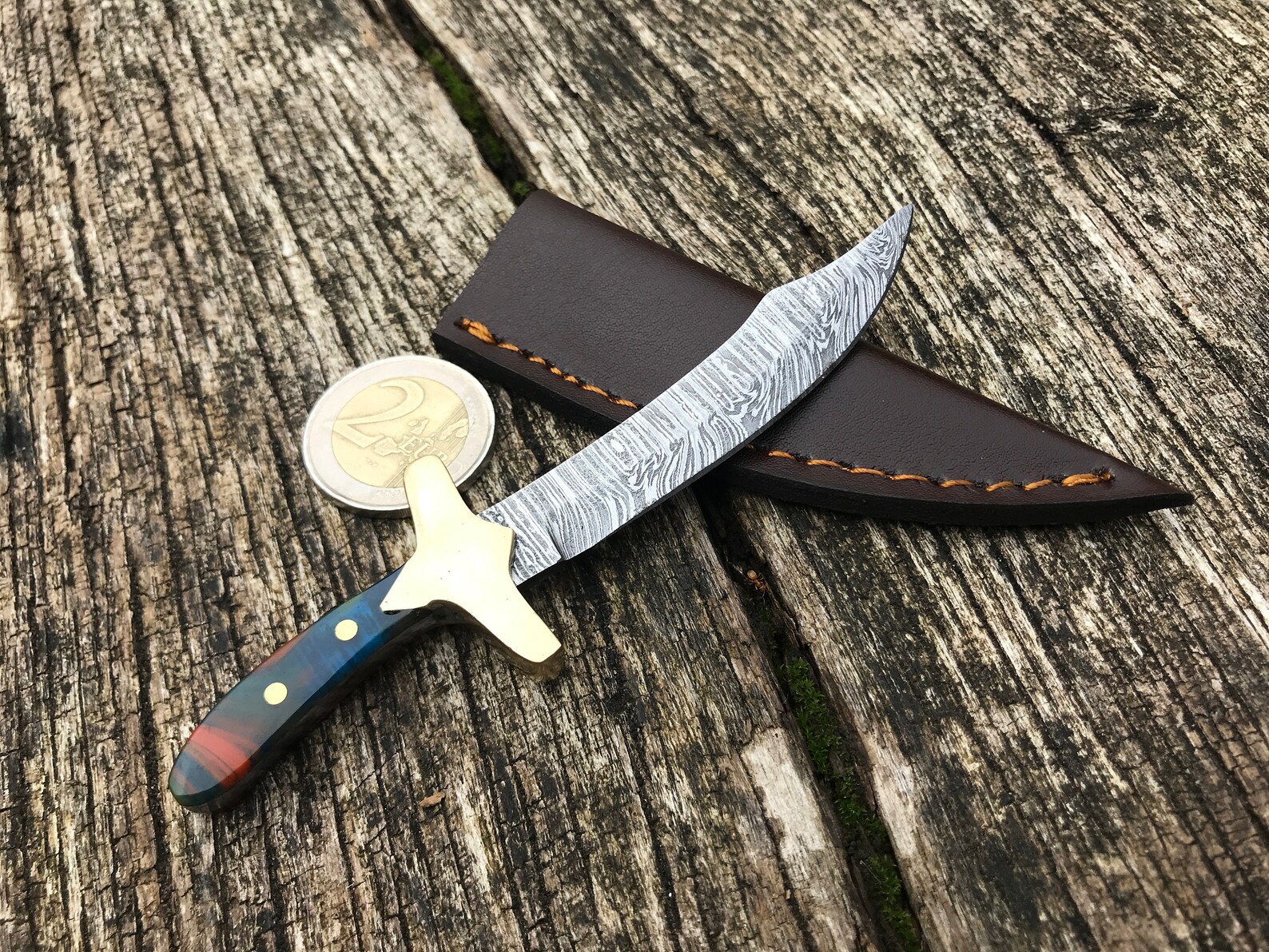 Handmade Miniature Sword Pocket Knife , Damascus Steel 3.0 Blade ...